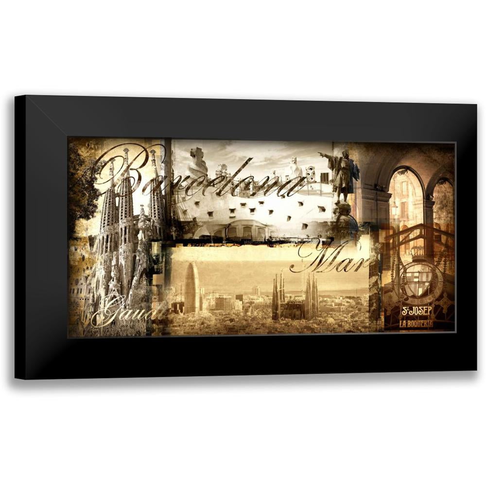 Adamsky 24x14 Black Modern Framed Museum Art Print Titled - Barcelona ...