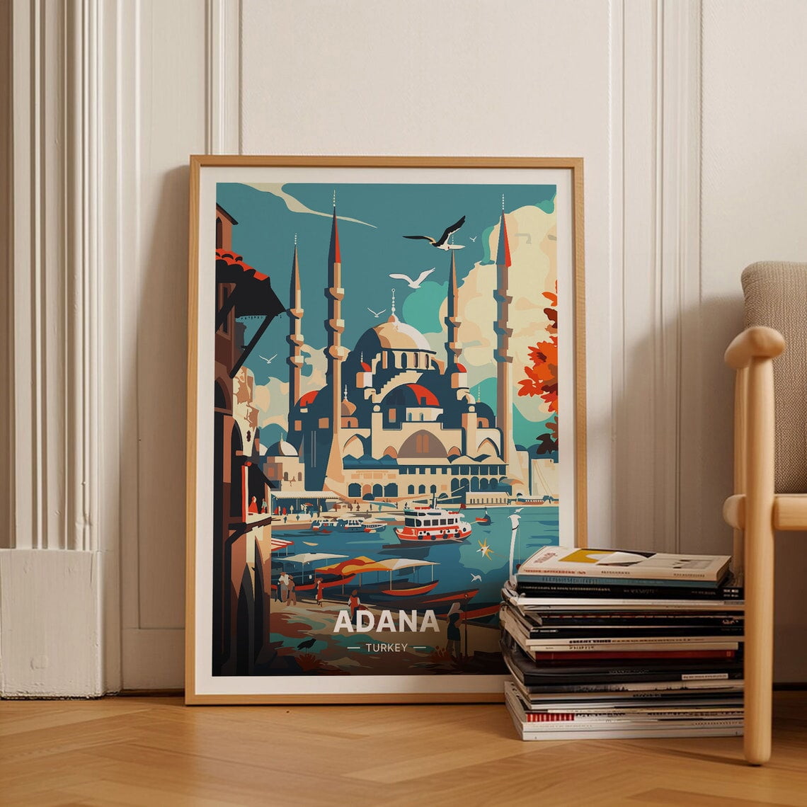 Adana Cityscape Travel Poster, Turkey Landmark Art, Home Office Decor ...