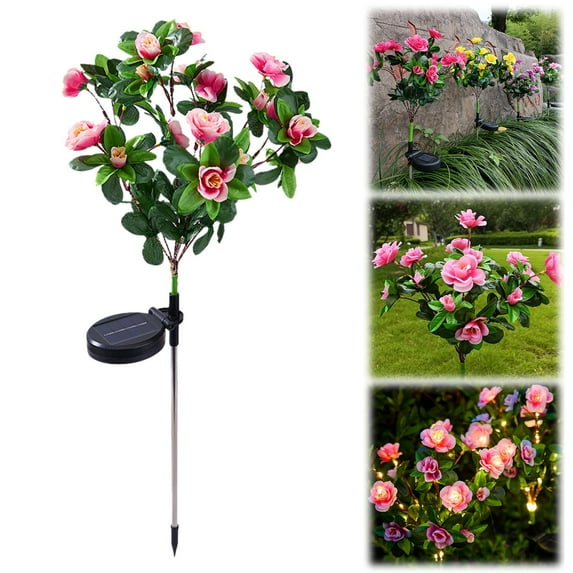 Adapan 1PC Solar Flower Lights Outdoor,Pink Azalea LED Garden Stake ...