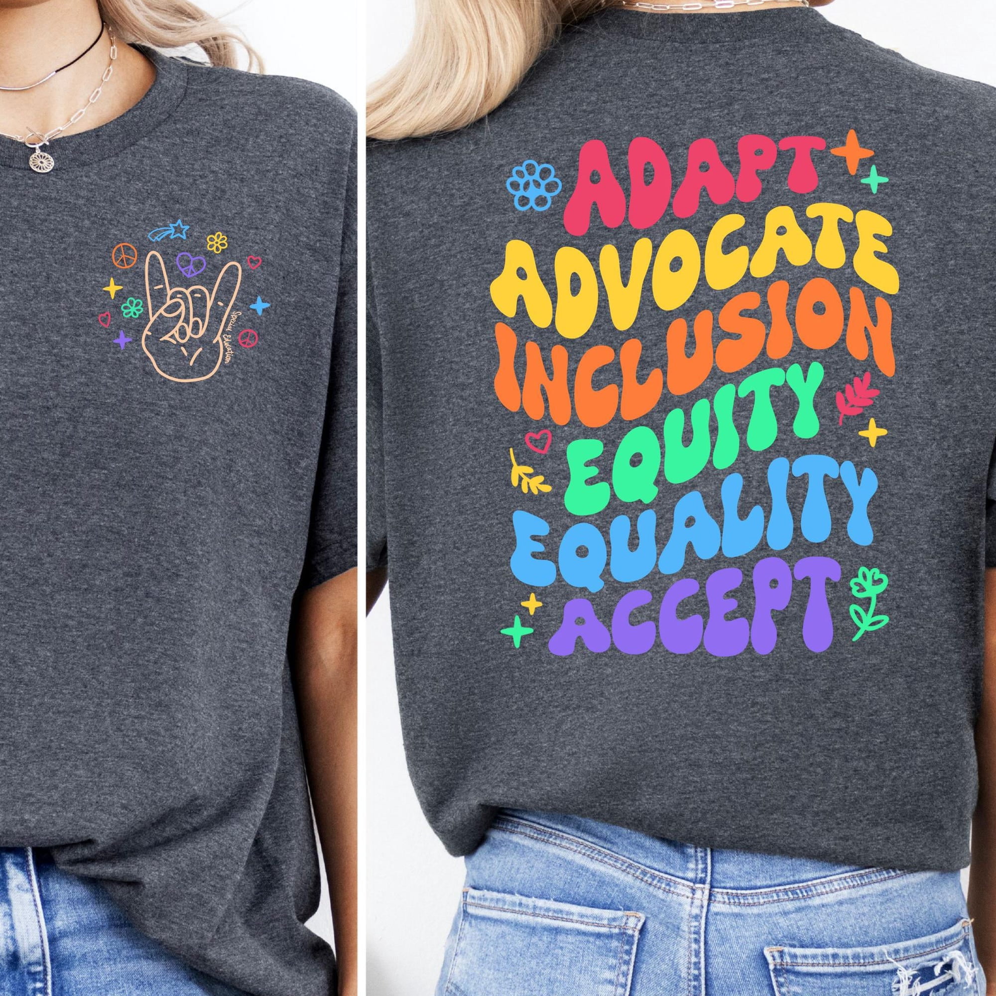 Adapt Advocate Inclusion Equity Equality Accept Shirt Special Education ...