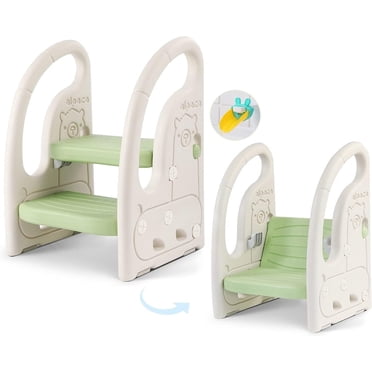 Costway Toddler Helper Children's Kitchen Step Stool, Wooden Safety ...