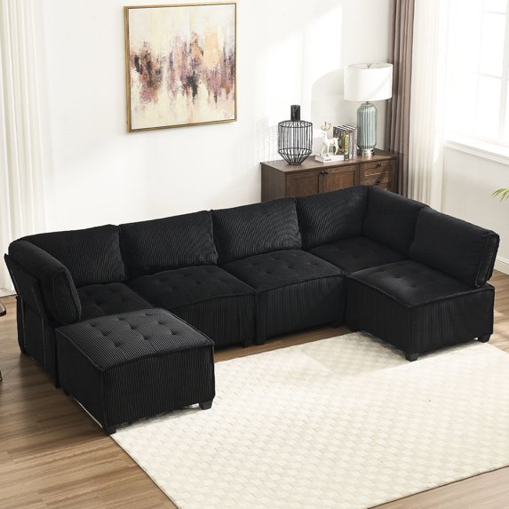 Adaptable Modular 6 - Seat Sofa, Sturdy Hardwood Frame - Suitable for ...