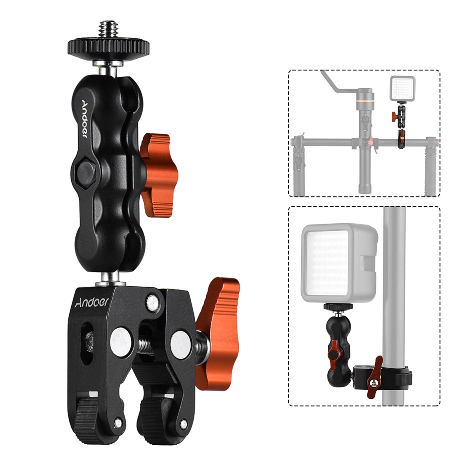 Adapter,Friction Arm With 1/4 Inch 1/4 Inch Screw Super Clamp Ball ...