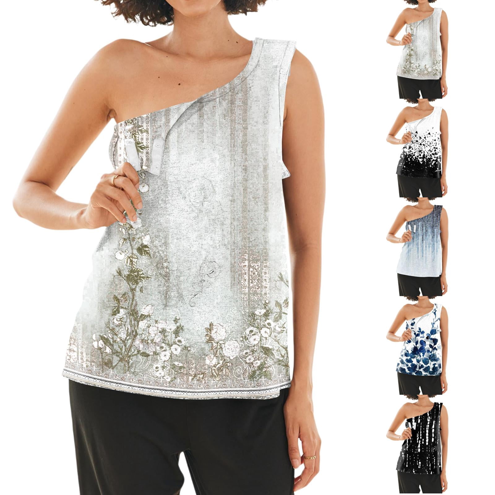 Adaptive Clothing for Women, One-Shoulder Snap Closure Top with Floral ...