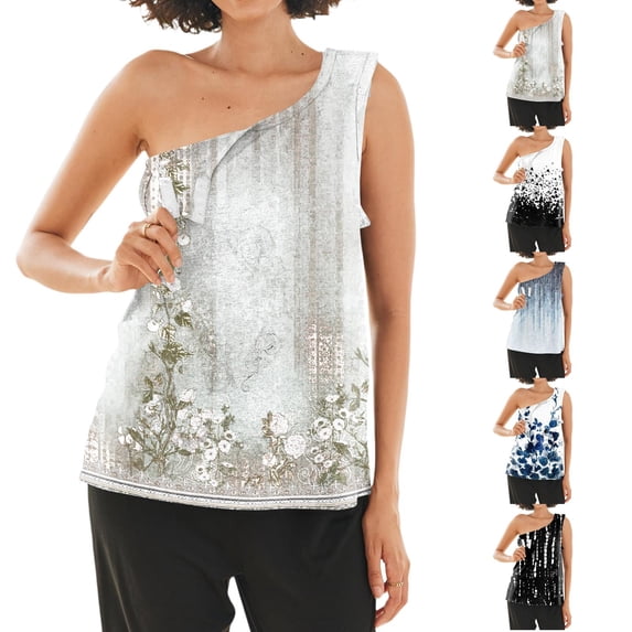 Adaptive Clothing for Women, One-Shoulder Snap Closure Top with Floral ...