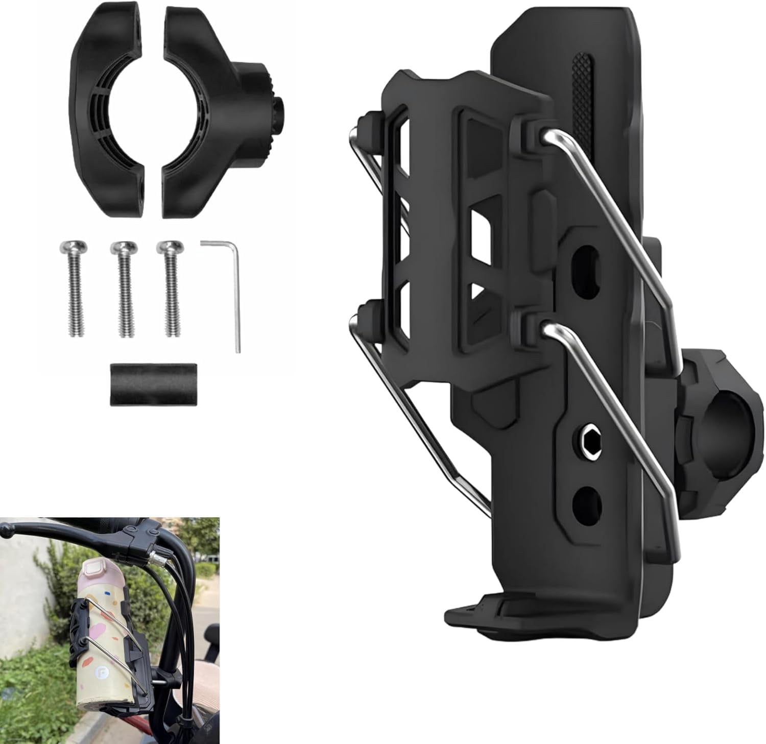 Adaptive Cycling Bottle Holder, 360° Rotatable Motorcycle Bottle Holder ...