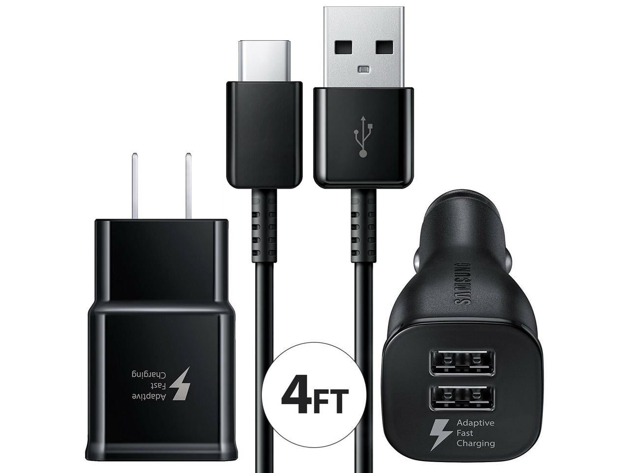 Adaptive Fast Charger Wall & Car 2x USB Type C Cable Combo Compatible ...