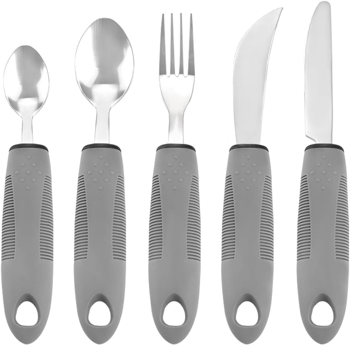 Adaptive Utensil Set - 5Pcs Arthritis Aid Silverware for Parkinson’s ...