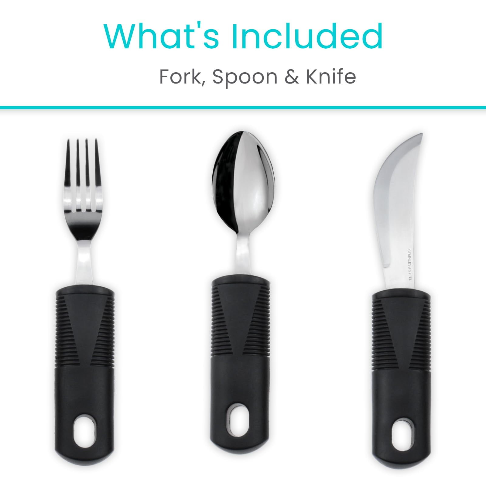 Adaptive Utensil Set - Arthritis Aid Silverware for Parkinsons, Hand ...