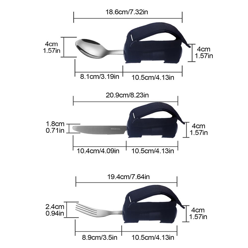 Adaptive Utensils 3X Adaptive Cutlery For Hand Tremors Stainless Steel ...