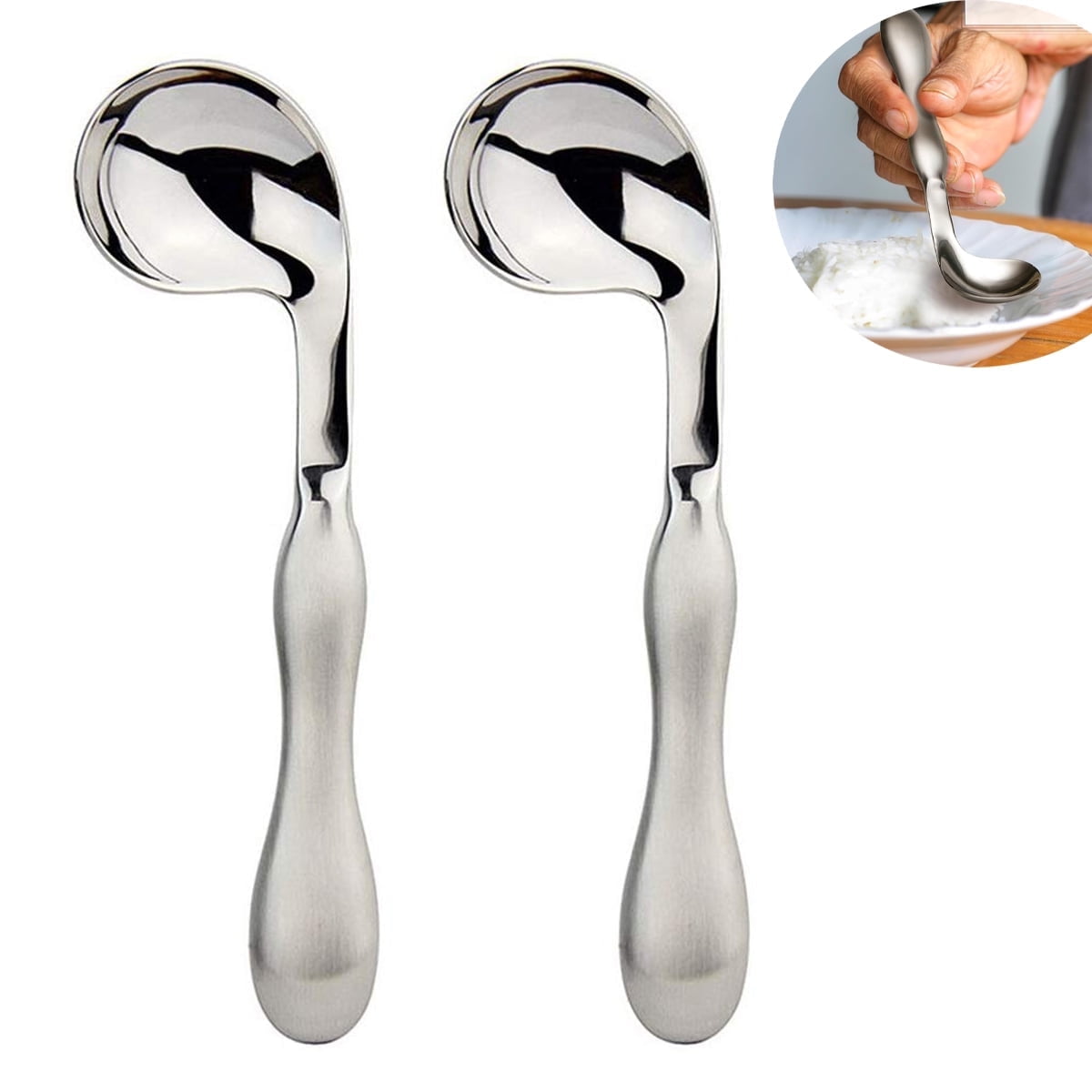 Adaptive Utensils for Elderly Tutuviw 2Pcs Curved Angled Spoon Weighted ...