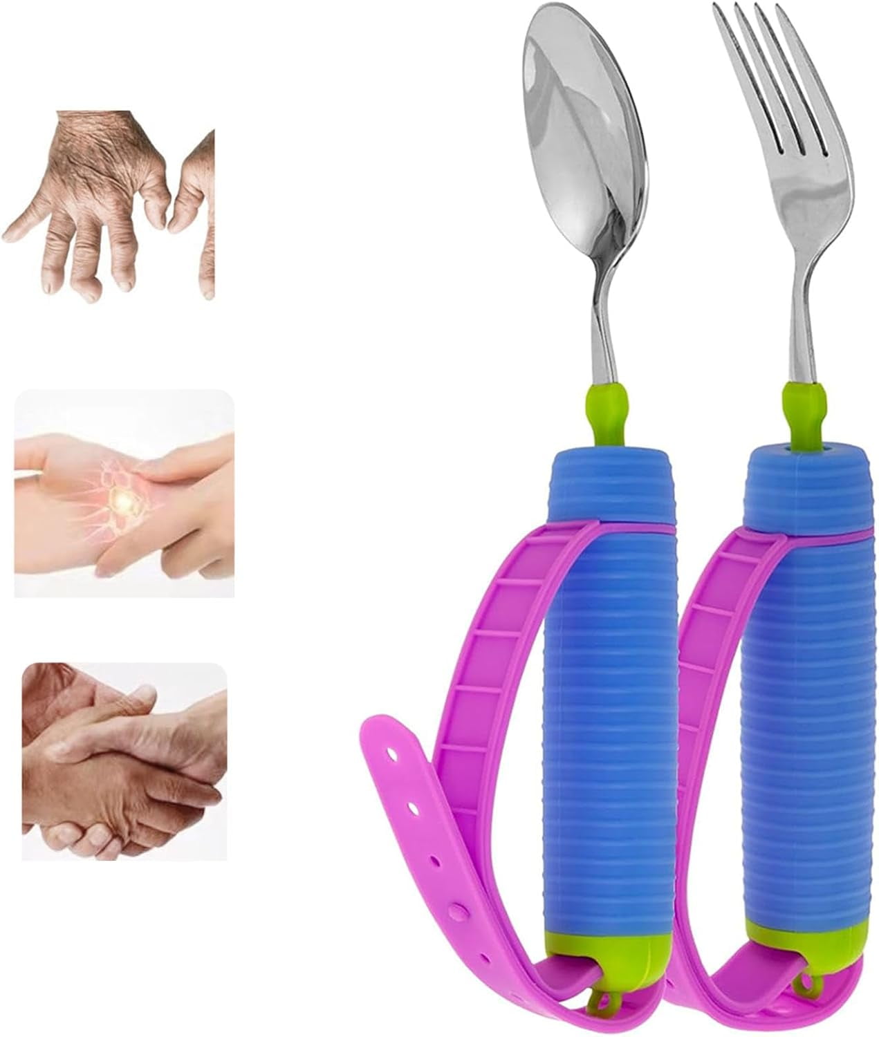 Adaptive Utensils Set For Elderly And Disabled - 360° Rotating Fork And ...