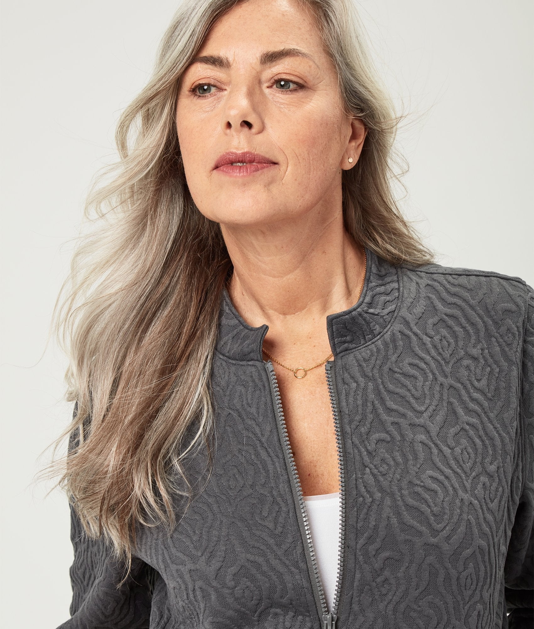 MagnaReady Women's Lainie Full Magnetic Zip Textured Mock Neck Knit ...