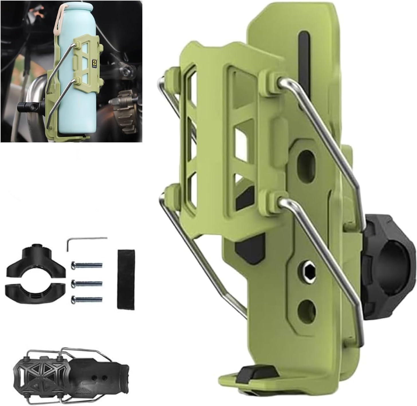 Adaptive bicycle bottle cage with 360-degree rotation, automatic ...
