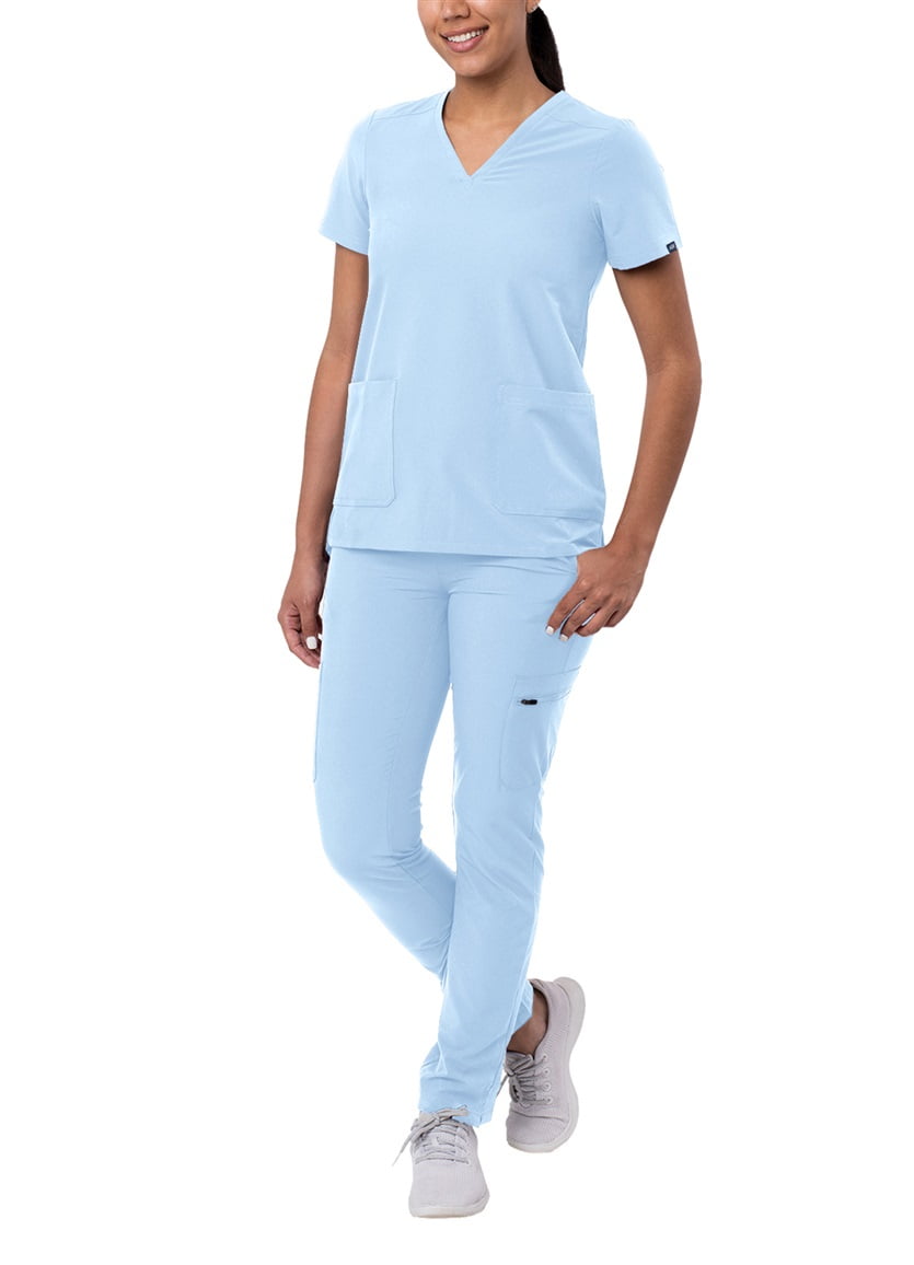 Adar Addition Go-Basic Scrub Set For Women - Slim V-Neck Scrub Top ...