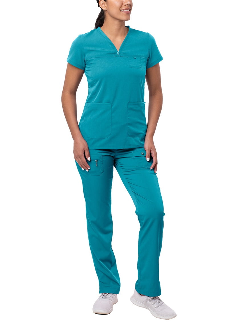 Adar Pro Everyday Expert Scrub Set For Women - Curved V-Neck Scrub Top ...