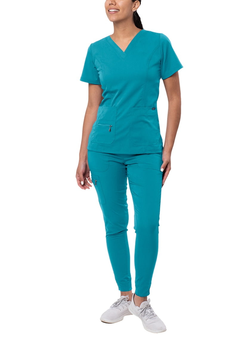 Adar Pro Flawless Plus Scrub Set For Women - Elevated V-Neck Top ...
