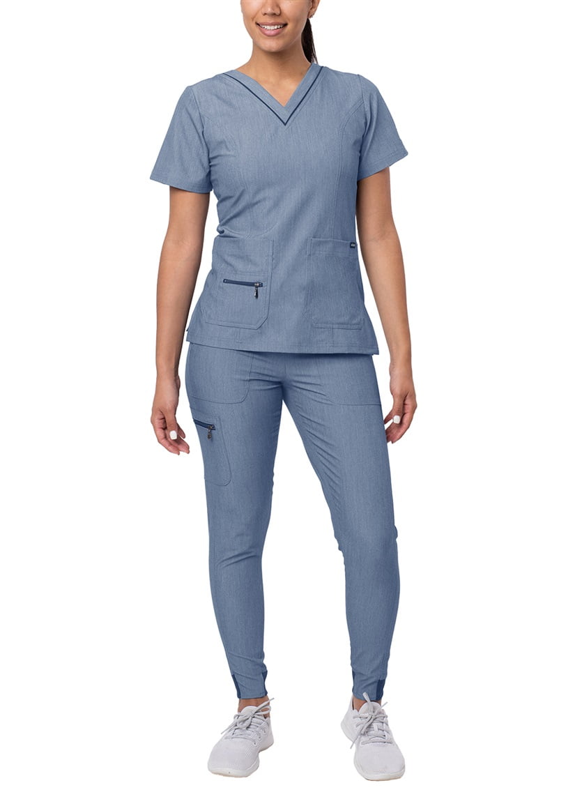 Adar Pro Flawless Plus Scrub Set For Women - Elevated V-Neck Top ...