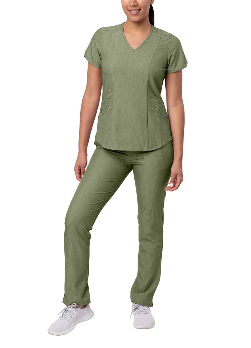 Adar Pro Heather Core Classic Scrub Set For Women - Tailored V-Neck ...