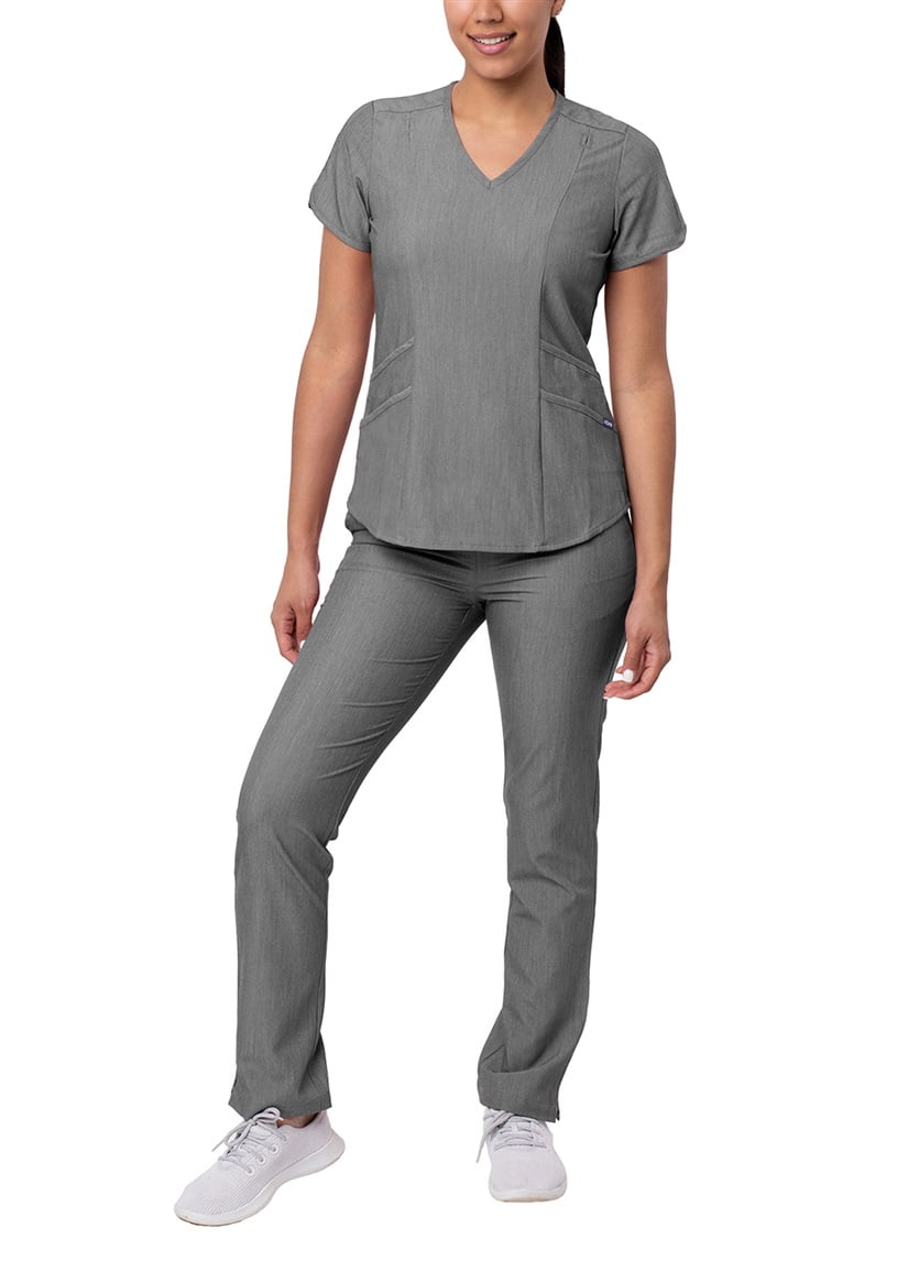 Adar Pro Heather Core Classic Scrub Set For Women - Tailored V-Neck ...