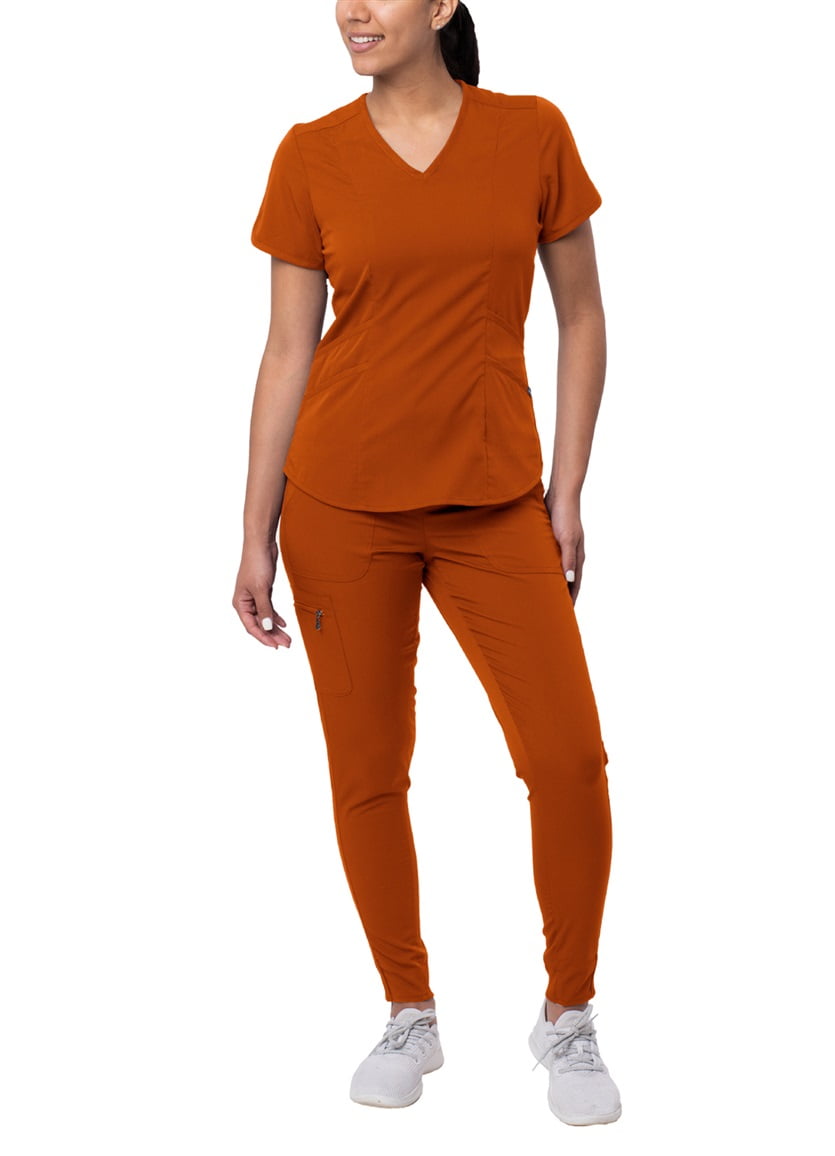 Adar Pro Modern Athletic Scrub Set For Women - Modern V-Neck Scrub Top ...