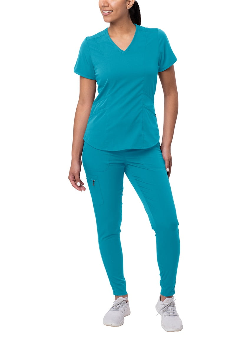 Adar Pro Modern Athletic Scrub Set For Women - Modern V-Neck Scrub Top ...