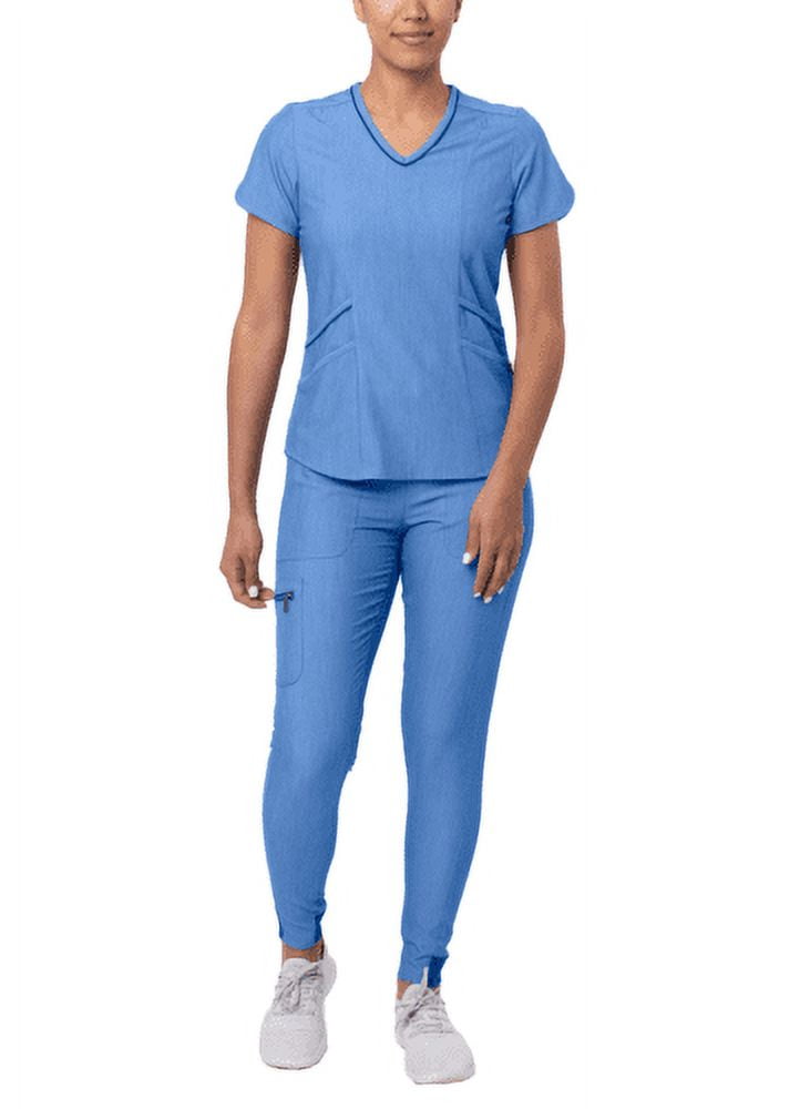 Adar Pro Modern Athletic Scrub Set For Women - Modern V-Neck Scrub Top ...