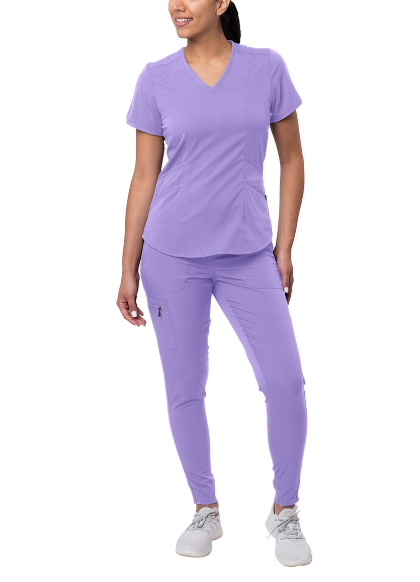 Adar Pro Modern Athletic Scrub Set For Women - Modern V-Neck Scrub Top ...