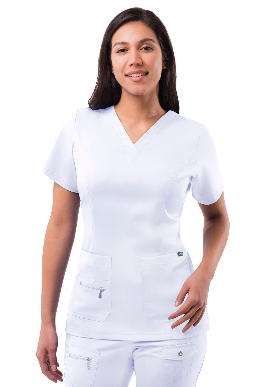 Adar Pro Scrubs For Women - Elevated V-Neck Scrub Top - P4212 - White ...