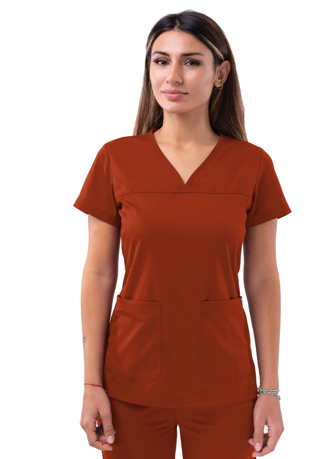 Adar Pro Scrubs For Women - Sweetheart V-Neck Scrub Top - P4210 - Red ...