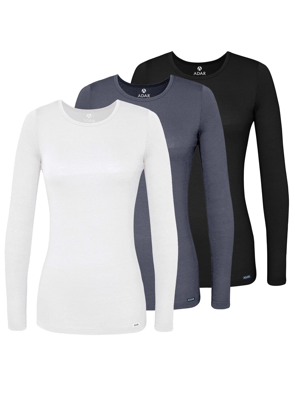 Adar Underscrubs for Women Multi Color 3 Pack - Long Sleeve Underscrub ...