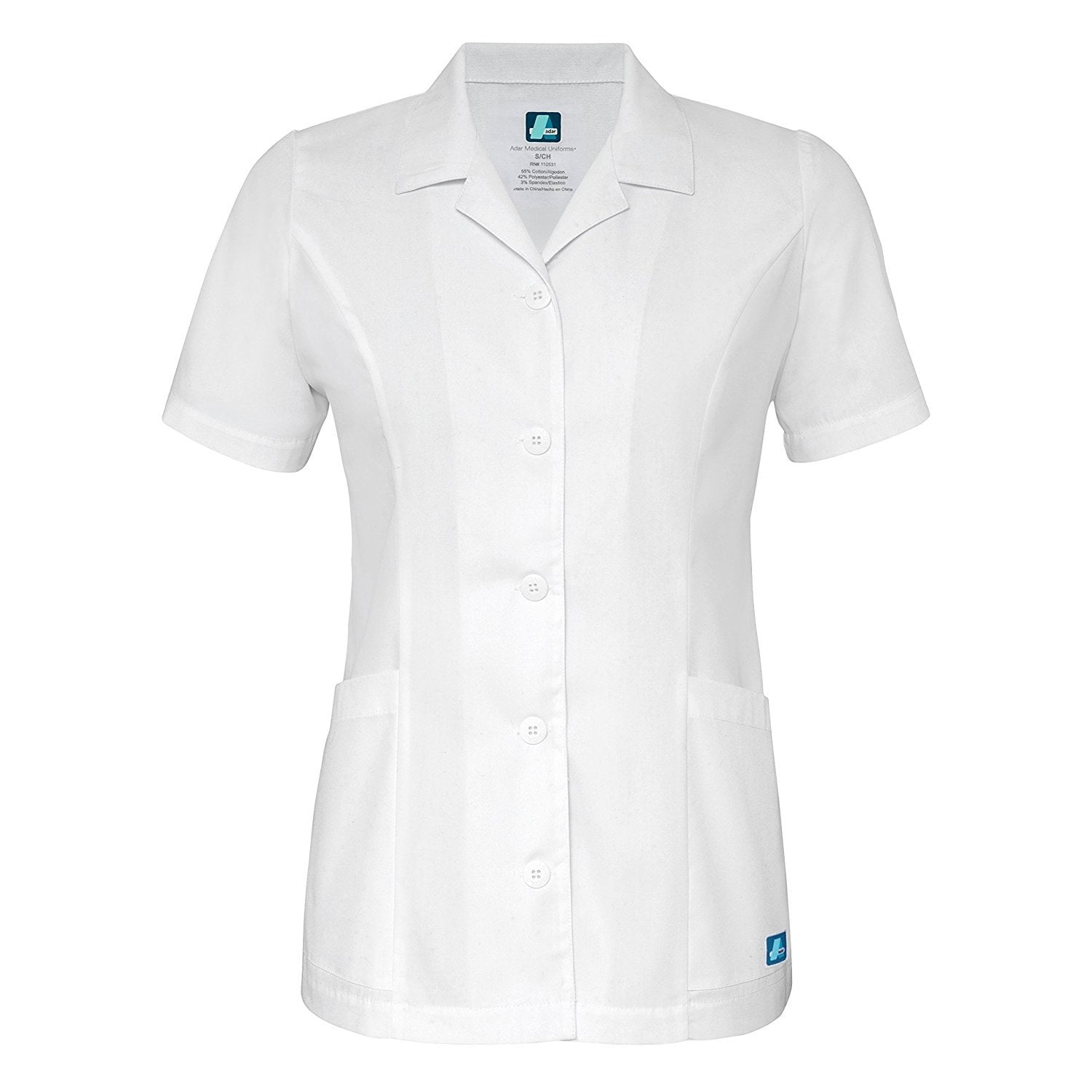 Adar Universal Scrubs For Women - Lapel Collar Buttoned Scrub Top ...
