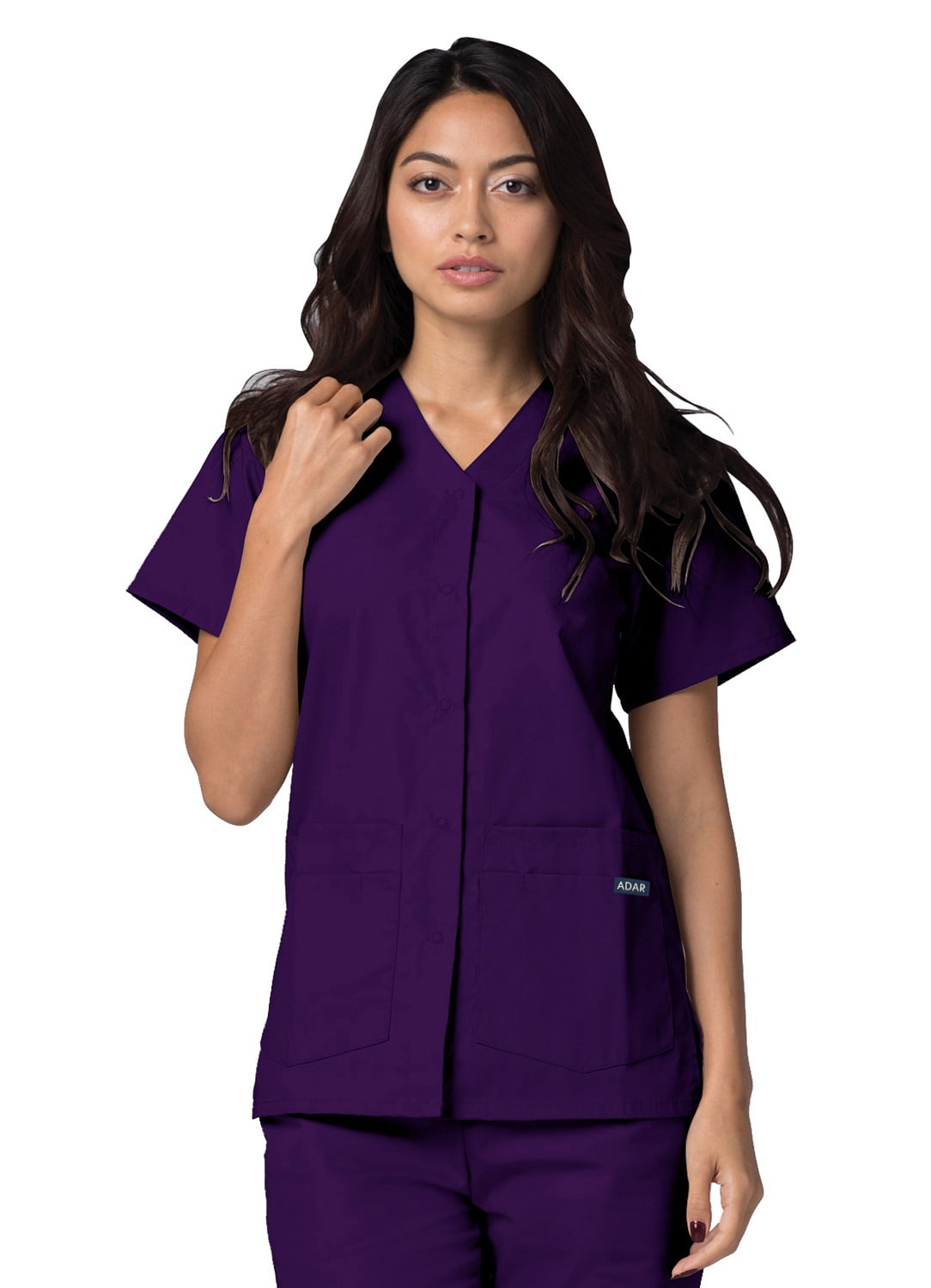 Adar Universal Scrubs For Women - Snap Front Scrub Top - Walmart.com