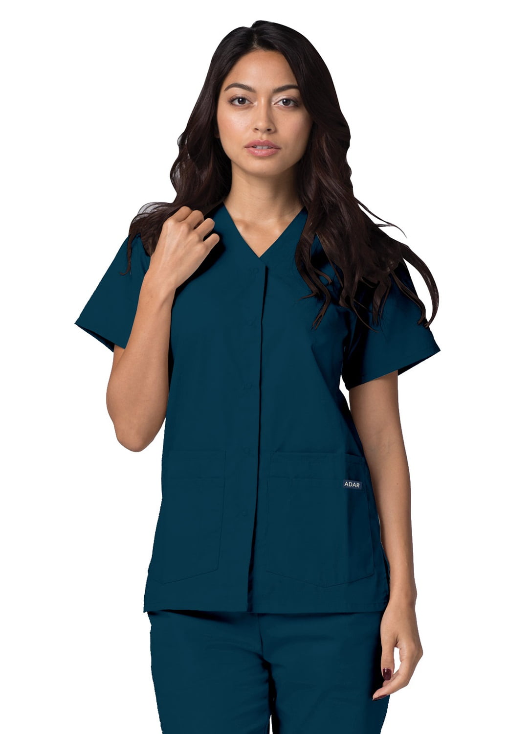 Adar Universal Scrubs For Women - Snap Front Scrub Top - Walmart.com