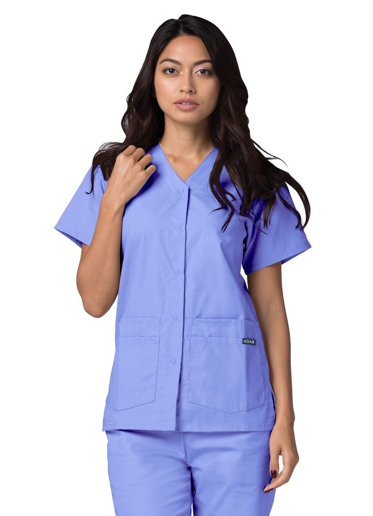 Adar Universal Scrubs For Women - Snap Front Scrub Top - Walmart.com