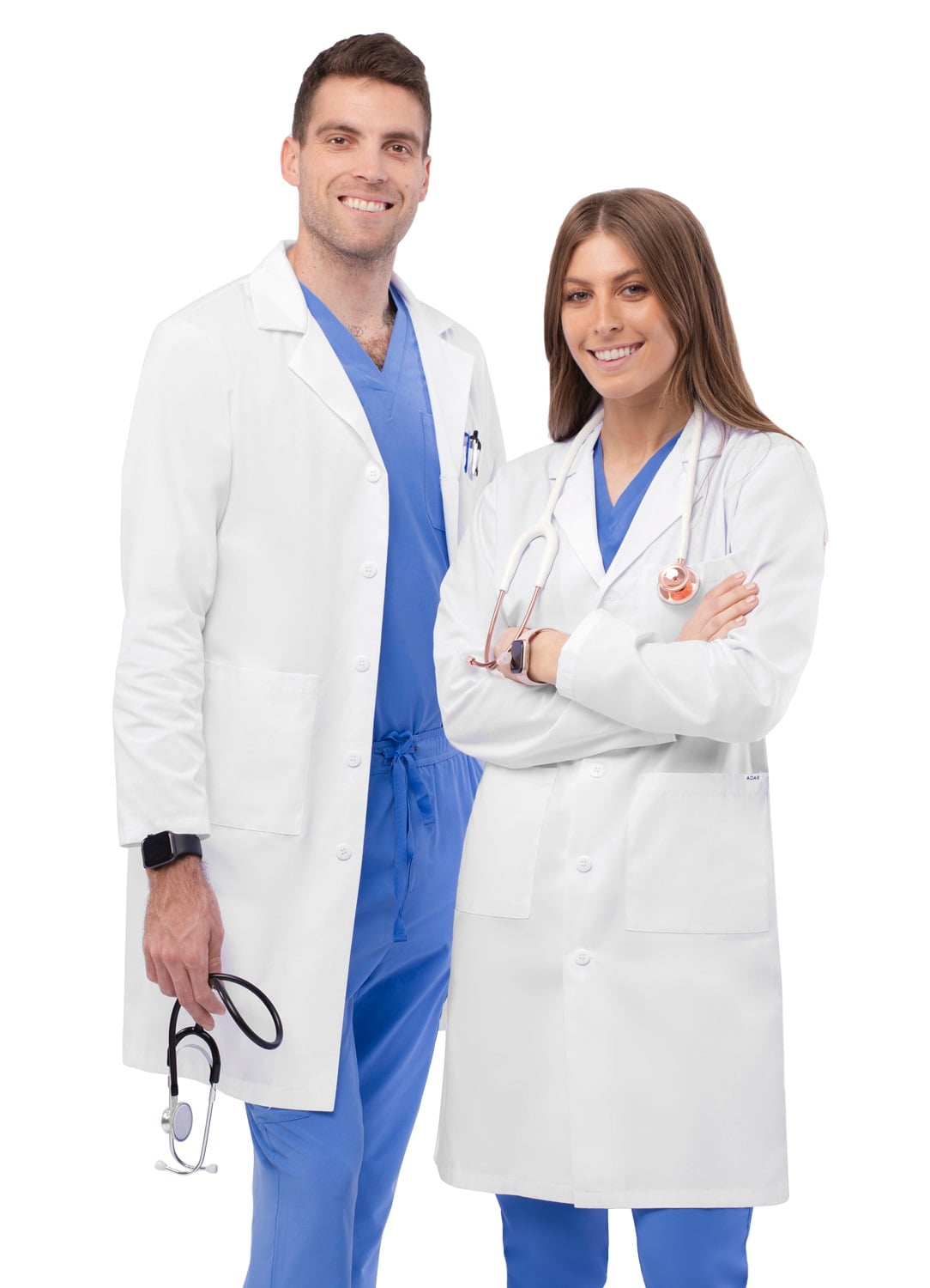 Adar Universal Unisex Lab Coats - Midriff 39" Lab Coat - 808 - White ...