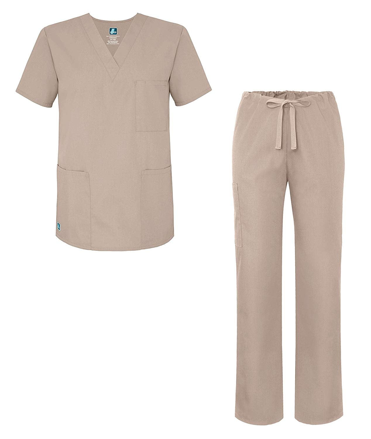 Adar Universal Unisex Scrub Set - Unisex V-Neck Scrub Top & Tapered ...