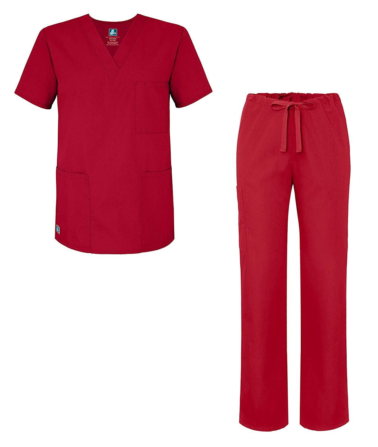 Adar Universal Unisex Scrub Set - Unisex V-Neck Scrub Top & Tapered ...