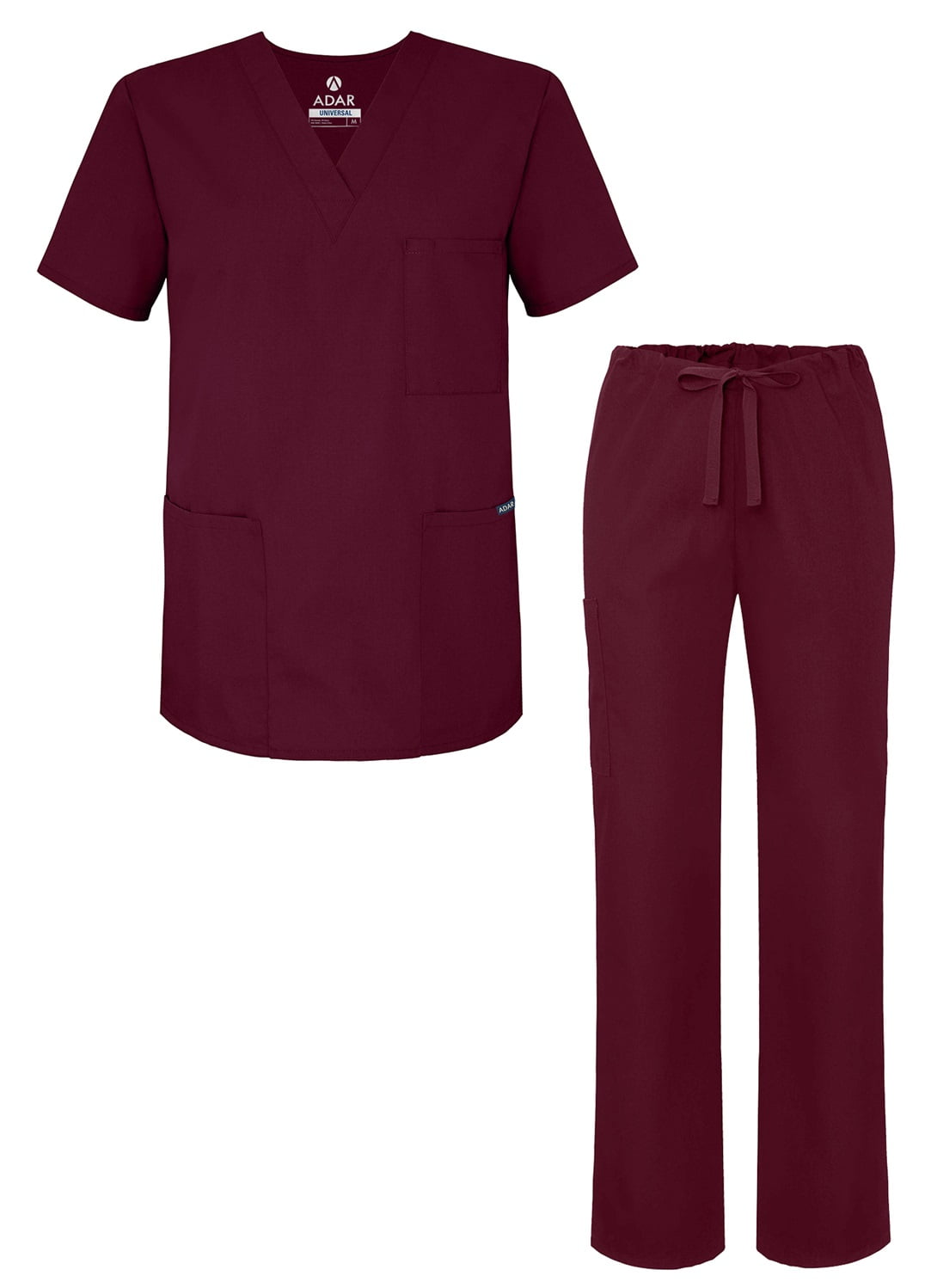 Adar Universal Unisex Scrub Set - Unisex V-Neck Scrub Top & Tapered ...