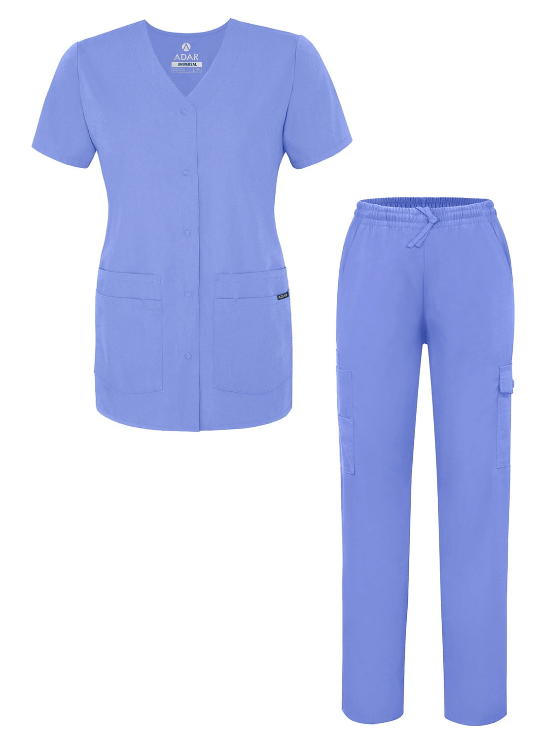 Adar Universal Women's Scrub Set – Snap Front Scrub Top and Multi ...