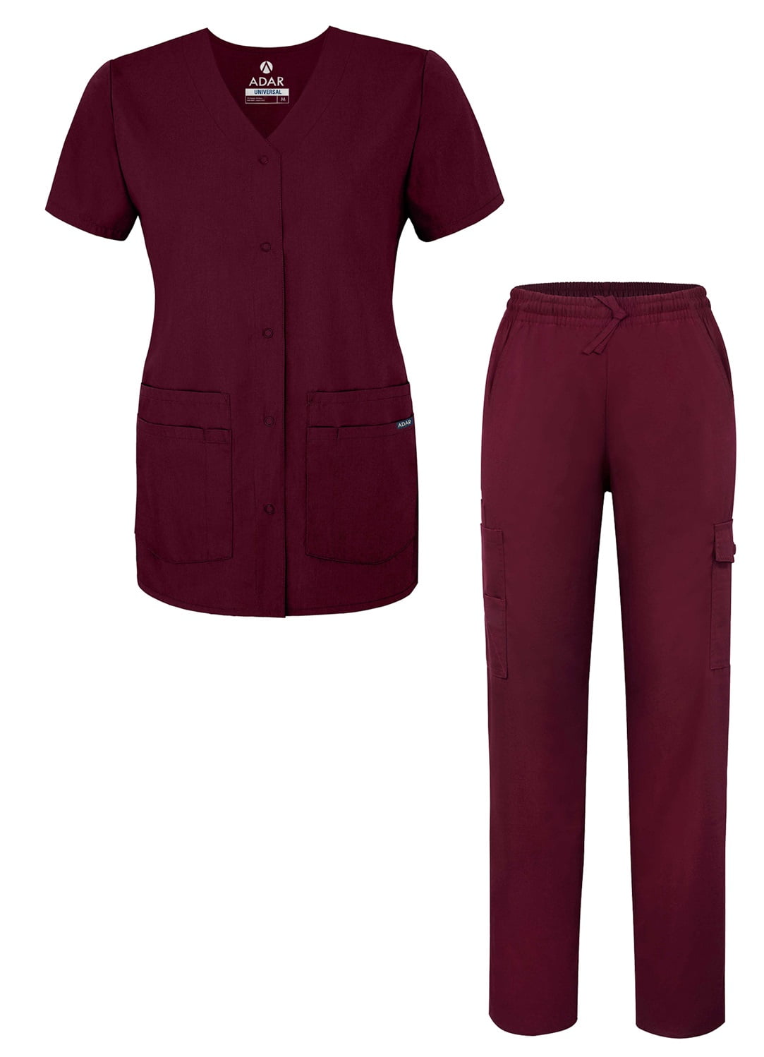 Adar Universal Women's Scrub Set – Snap Front Scrub Top and Multi ...