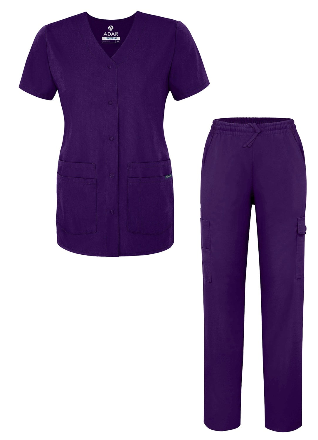 Adar Universal Women's Scrub Set – Snap Front Scrub Top and Multi ...