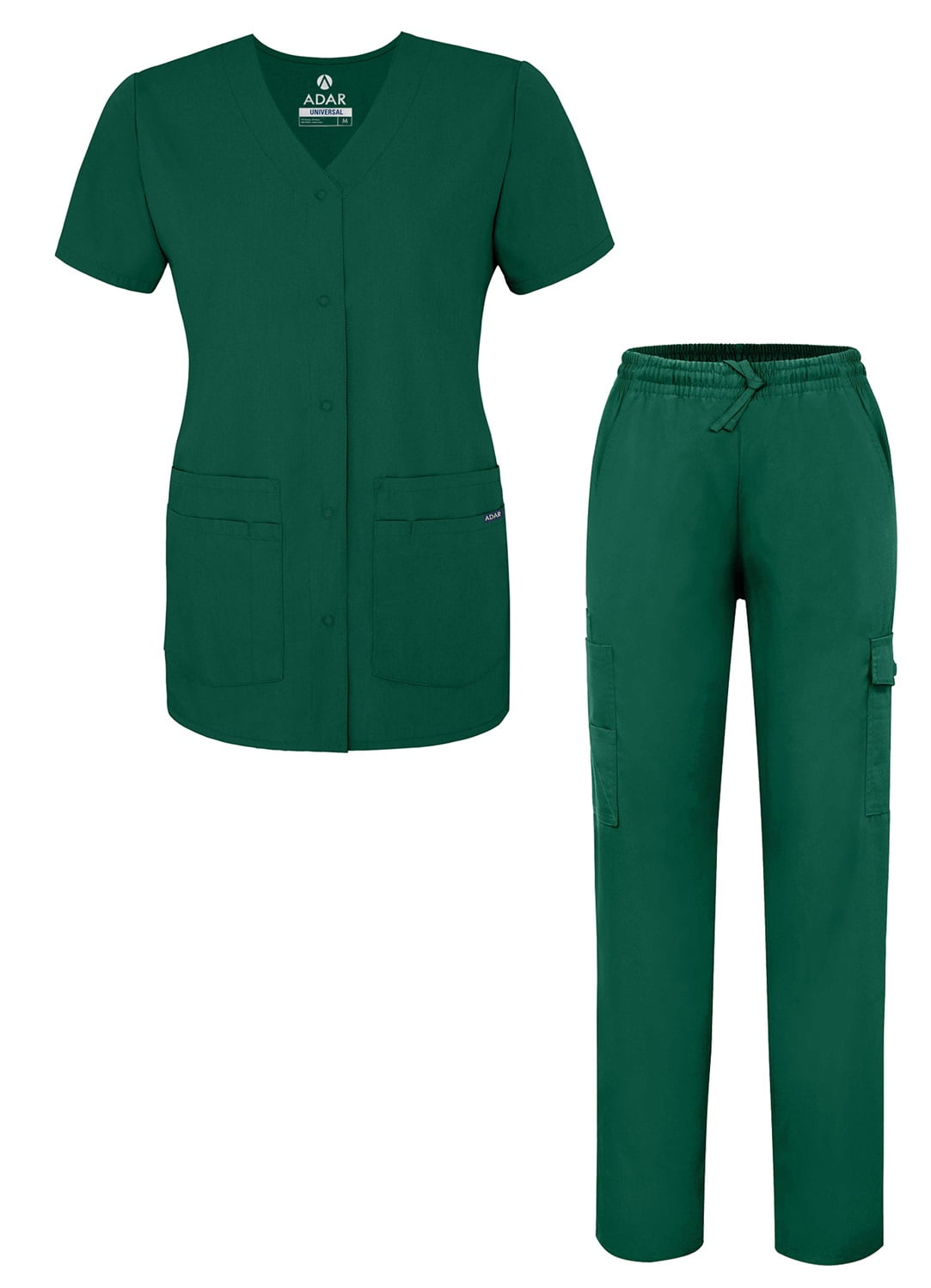 Adar Universal Women's Scrub Set – Snap Front Scrub Top and Multi ...
