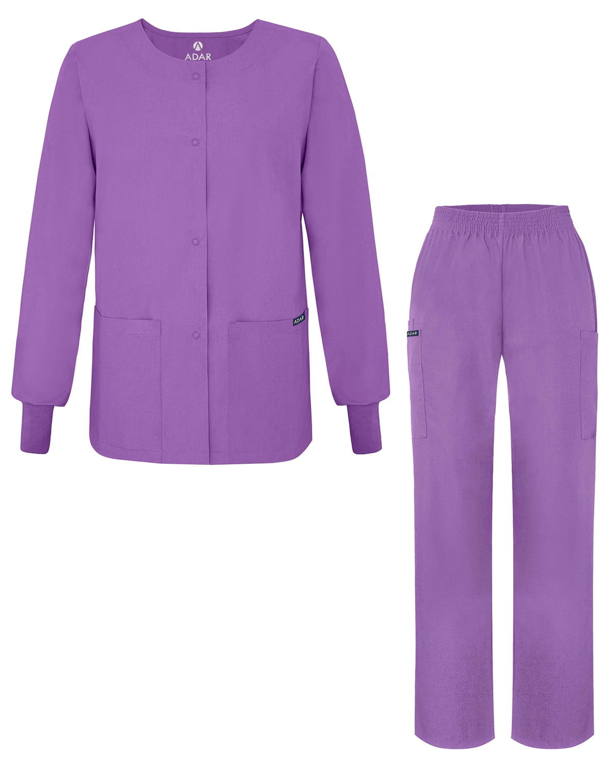 Adar Universal Women's Scrub Set - Warm-Up Scrub Jacket and Elastic ...