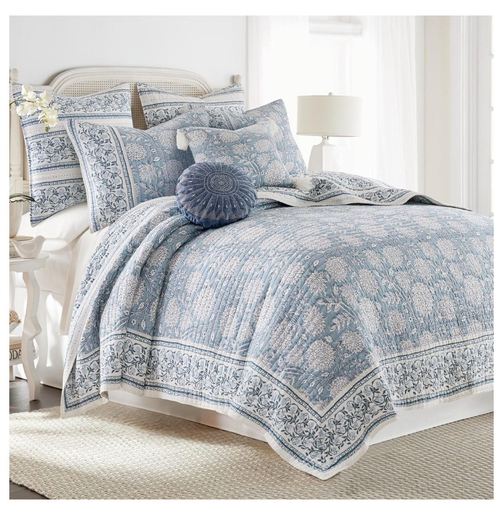 - Adare Blue Quilt Set - Full/Queen Quilt and Two Standard Shams ...