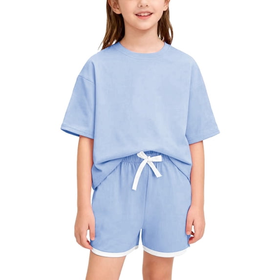 Adarl Girl Boy Summer Clothes Outfits Solid Color Short Sleeves Tops ...