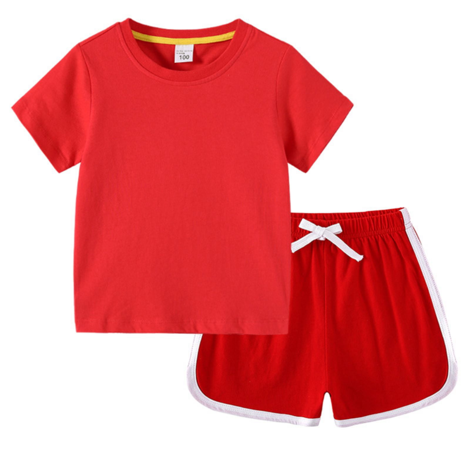 Adarl Toddler Girl Boy Summer Clothes Outfits Cotton Breathable Solid ...