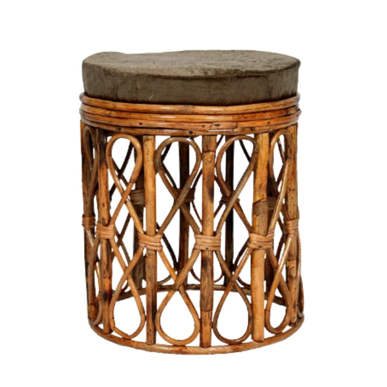 Adarsh Furniture Bamboo Cane Stool with Cushion for HomeLiving Room ...