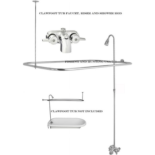 Add On Shower Kit for Claw foot Clawfoot Tub Faucet Riser & Shower Rod ...