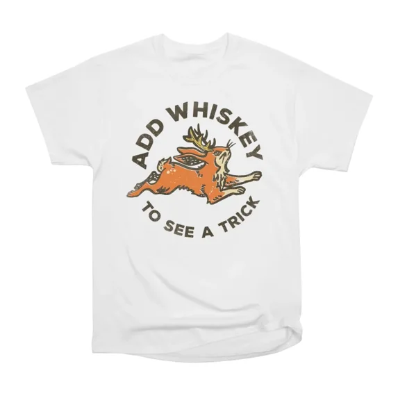 Add Whiskey To See A Trick Funny Jackalope Rabbit Design T-Shirt Tee ...